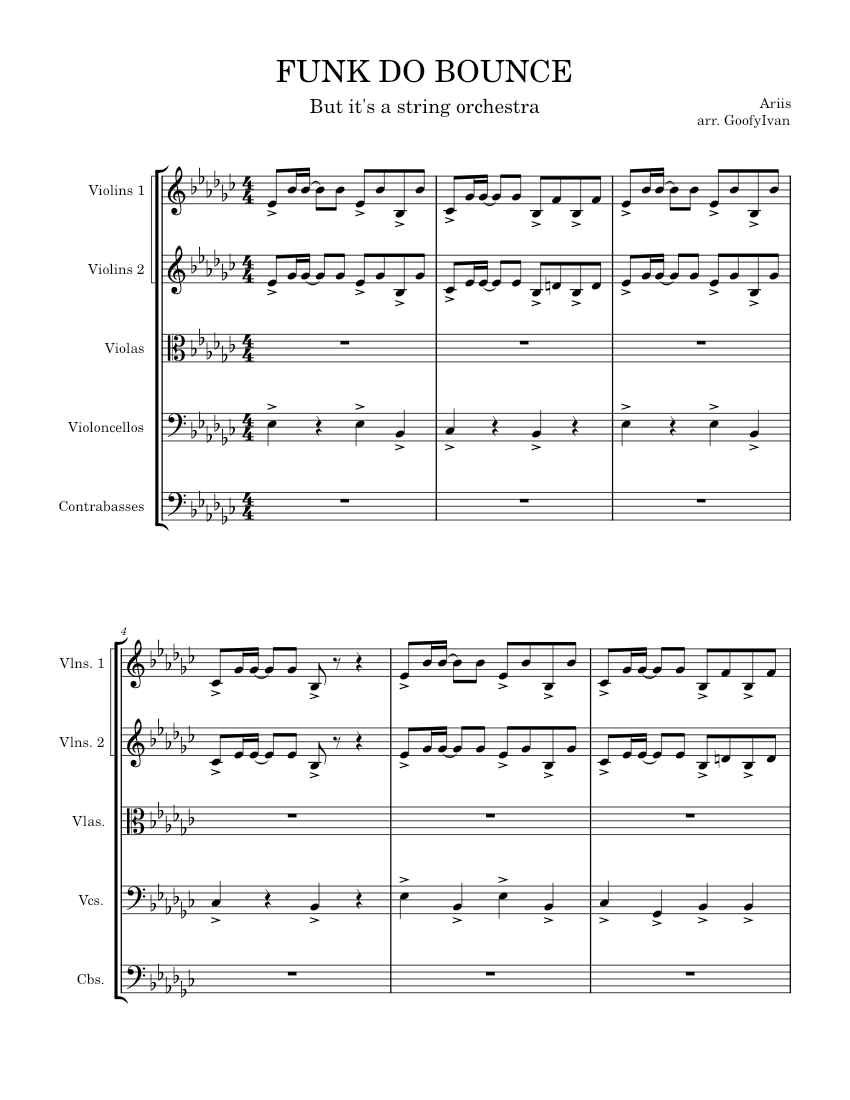 FUNK DO BOUNCE Sheet music for Strings group (Mixed Quintet) | Musescore.com