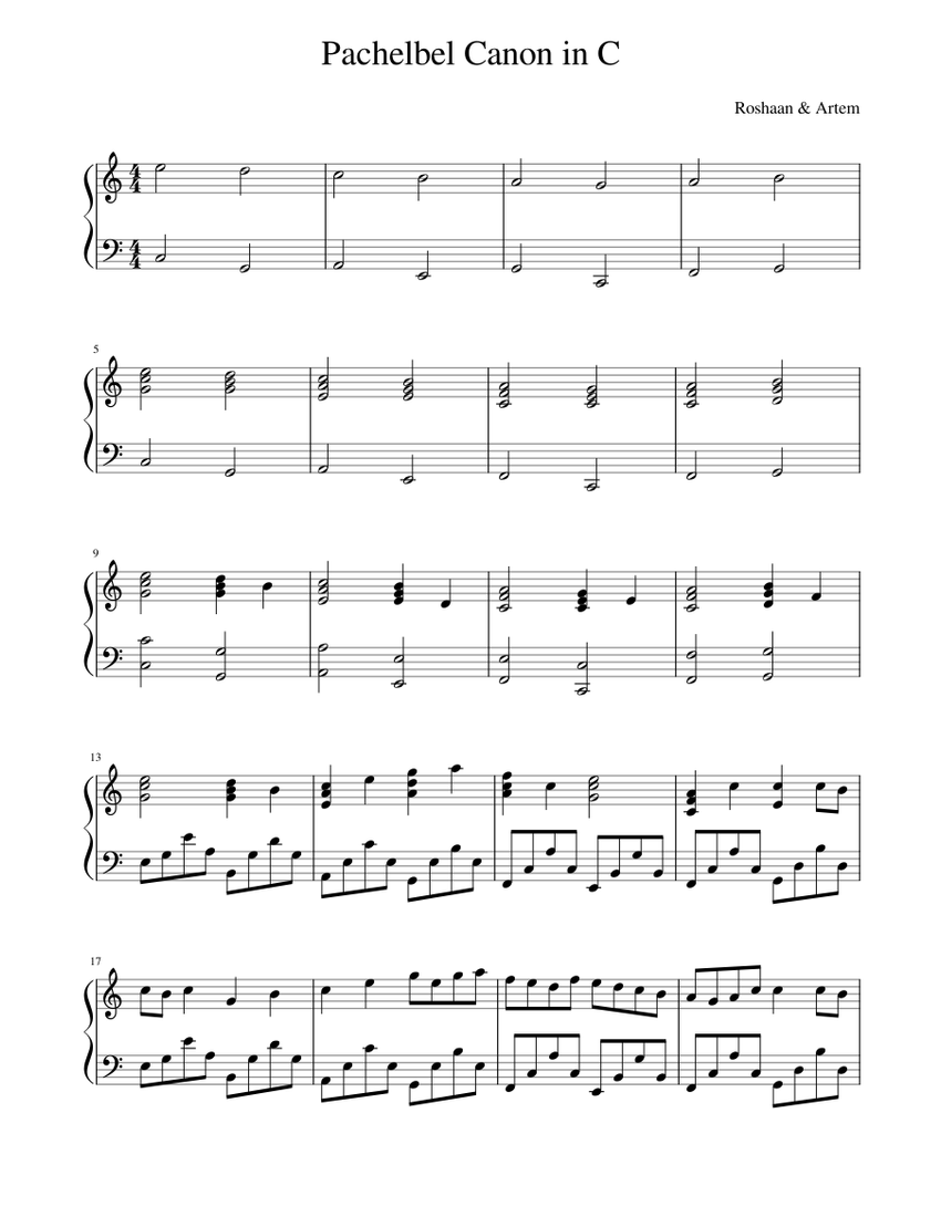 Canon – Anonymous Pachelbel Canon in C ADVERT Sheet music for Piano ...