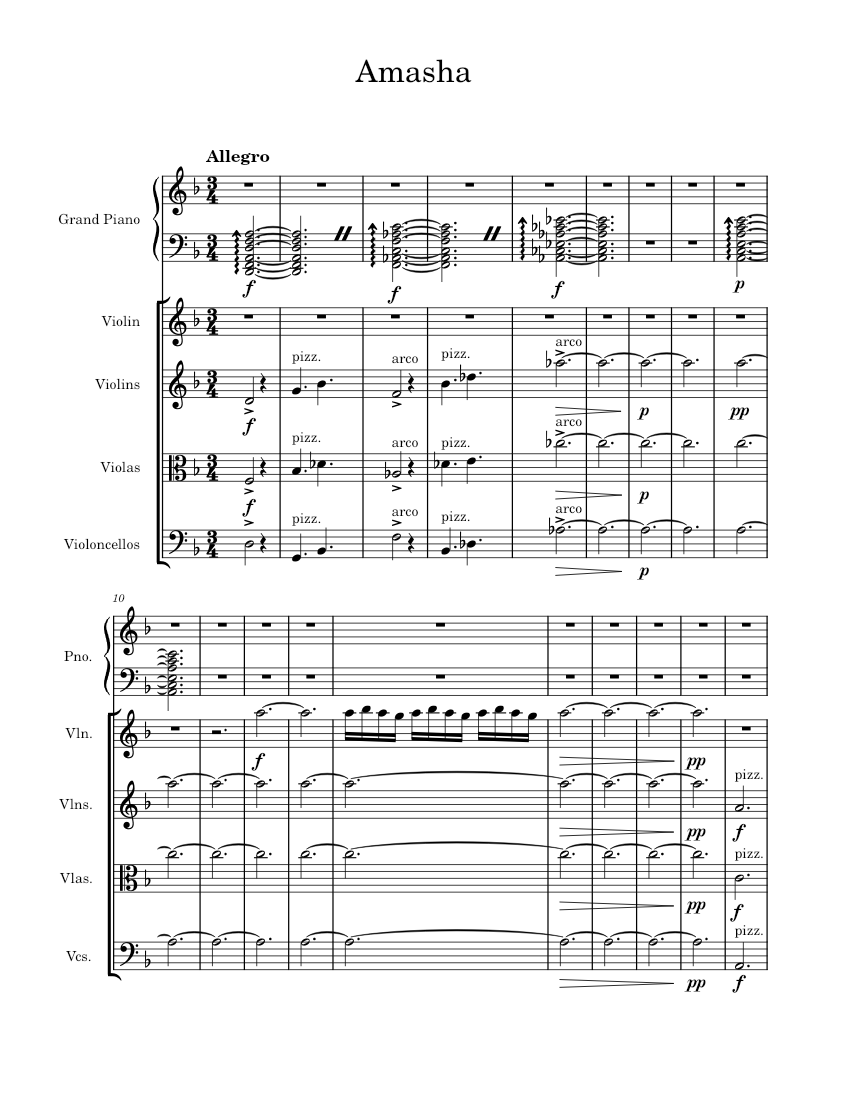 Demon in the heaven (SUS) Sheet music for Piano, Violin, Strings group ...