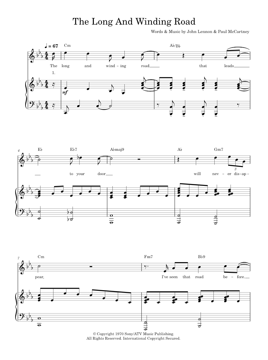 Play Official version of The long and winding road Sheet Music by The ...