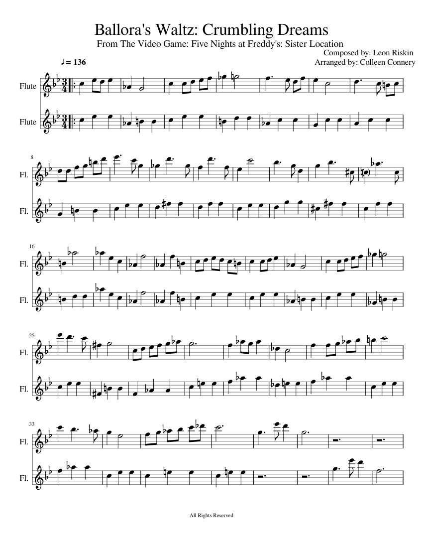 Ballora's Waltz Flute Duet Sheet Music for Flute (Woodwind Duet ...