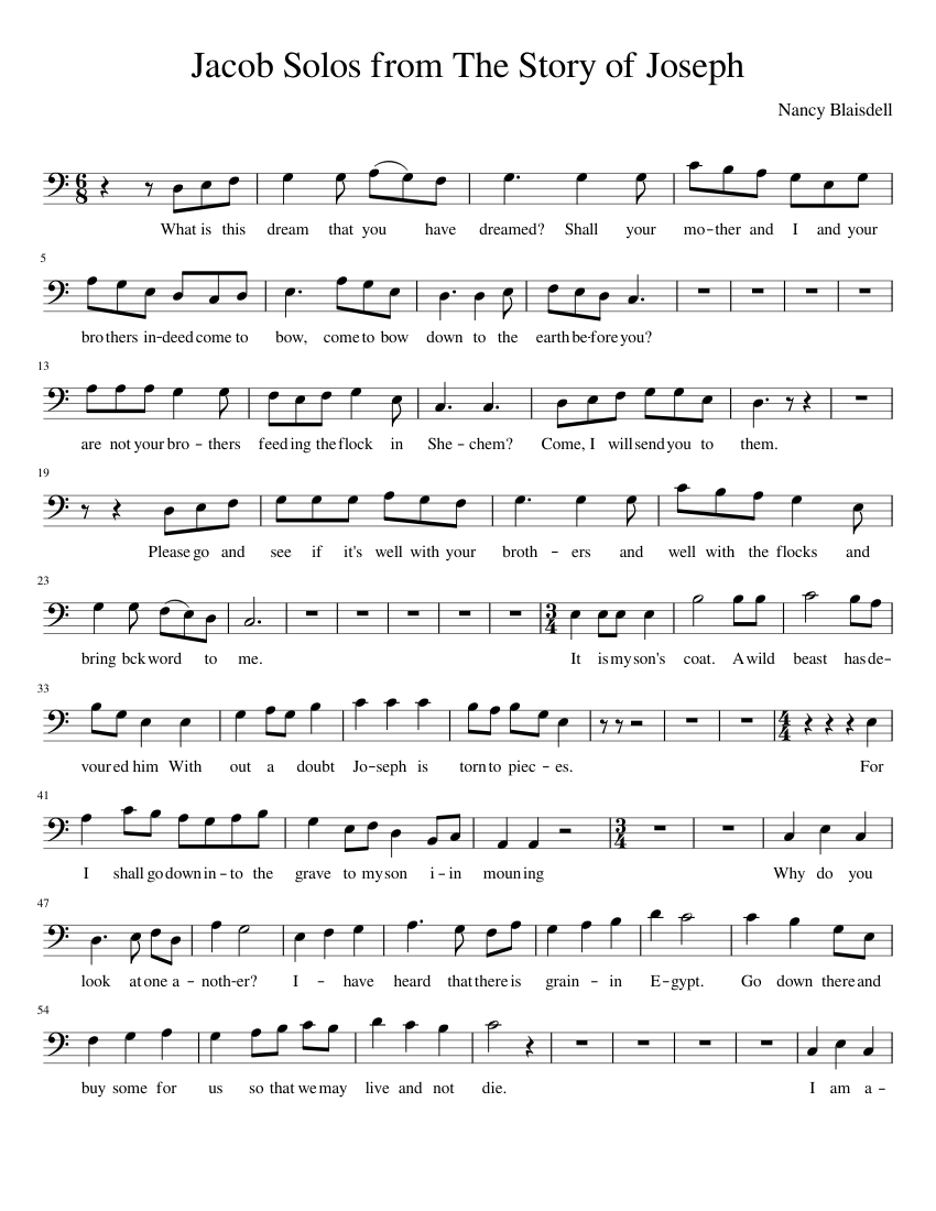Jacob Solos from The Story of Joseph Sheet music for Piano (Solo ...