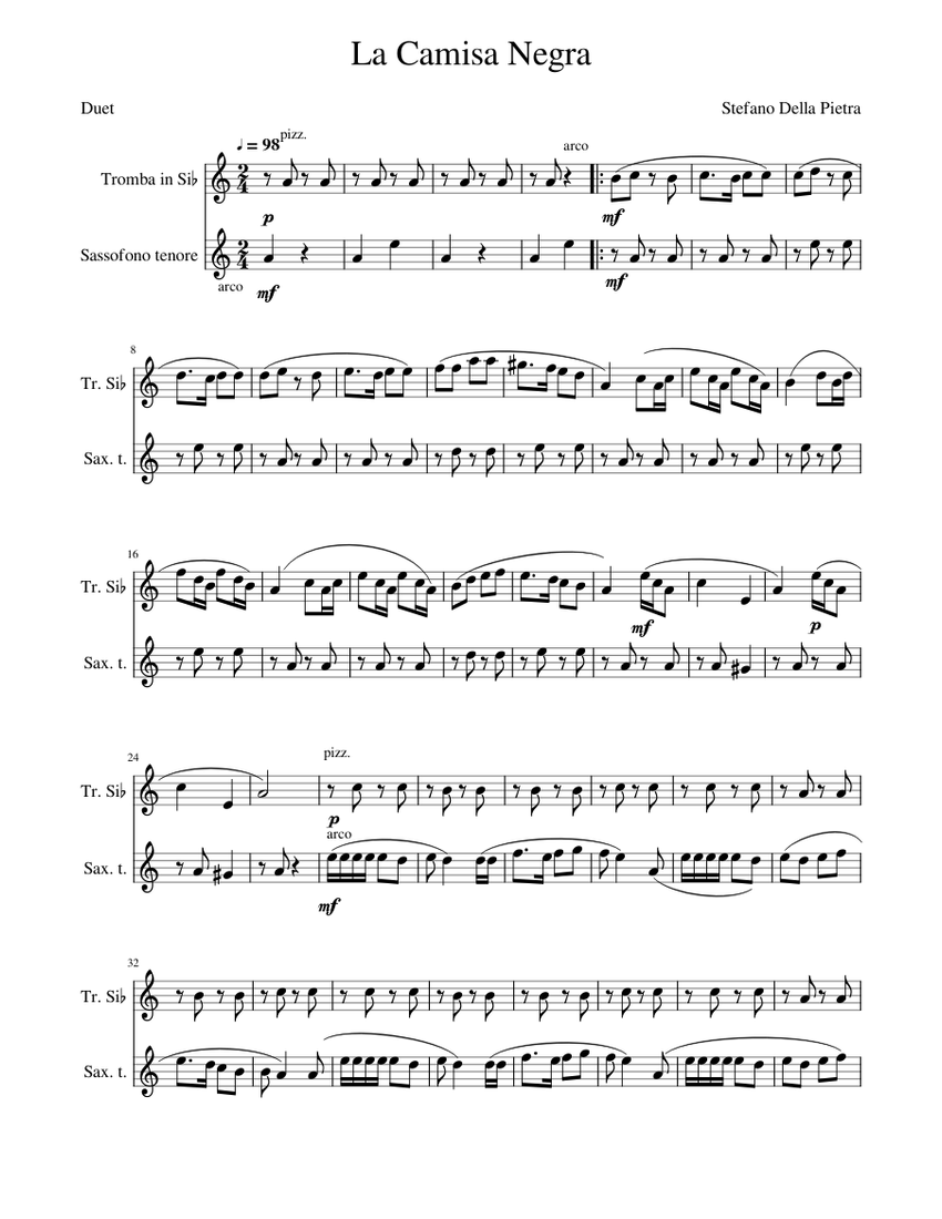 La Camisa Negra Sheet music for Trumpet (In B Flat), Saxophone (Tenor ...