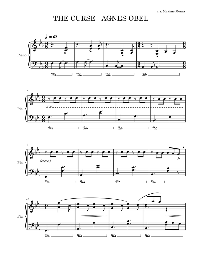 The curse – Agnes Obel Sheet music for Piano (Solo) | Musescore.com
