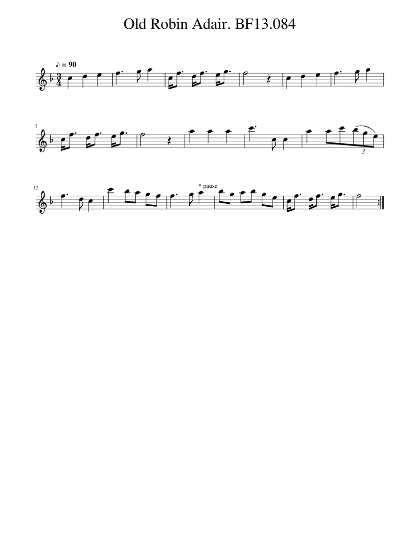 Old Robin Adair. BF13.084 Sheet music for Piano (Solo) | Musescore.com