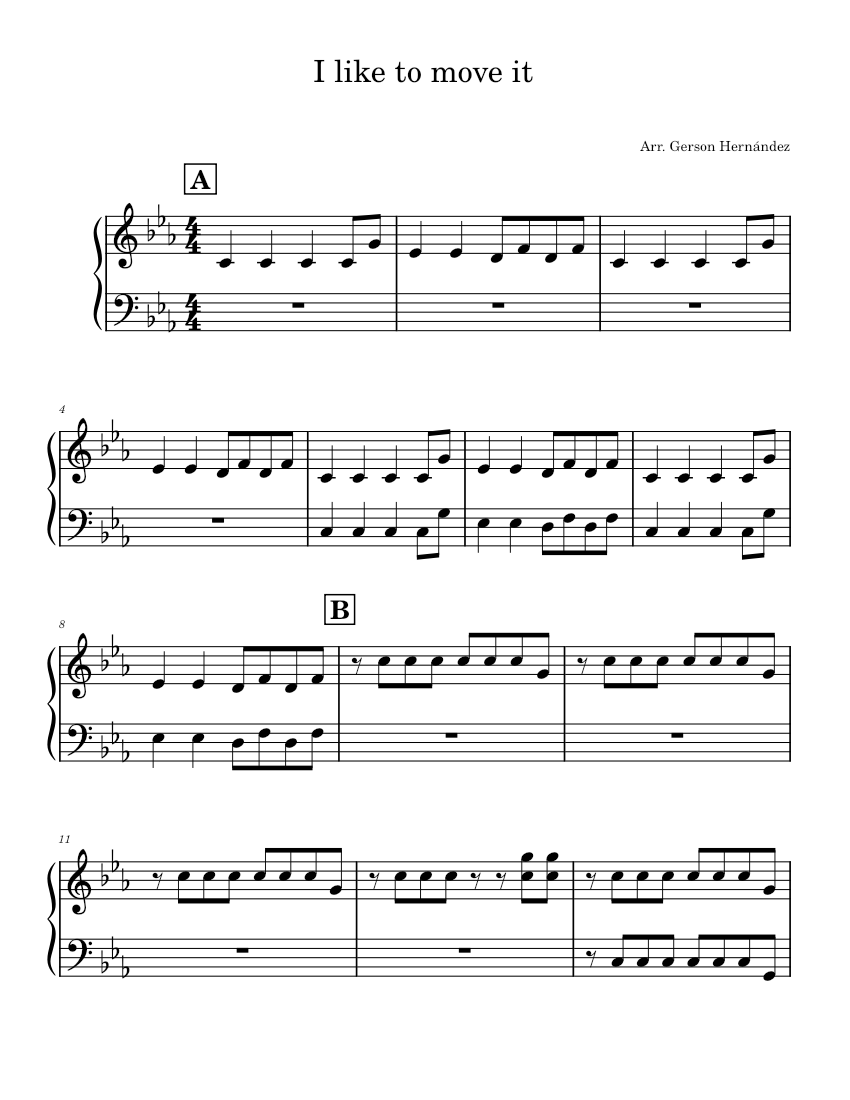 I like to move it – Reel 2 Real I like to move it Sheet Music for Piano ...