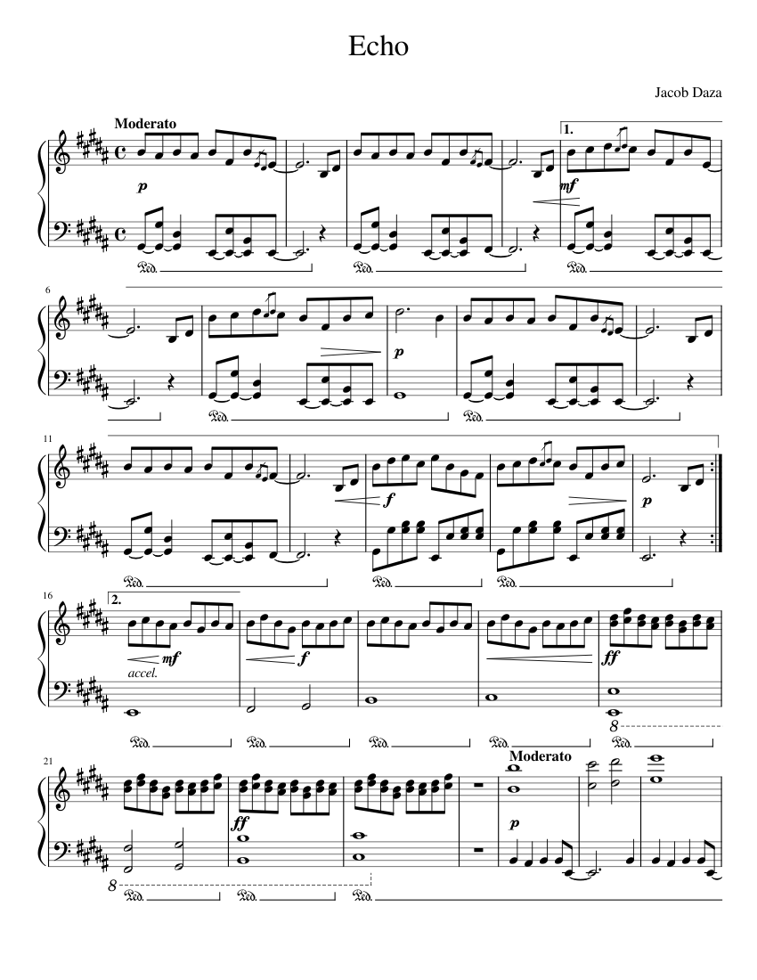 Echo Sheet music for Piano (Solo) Easy | Musescore.com