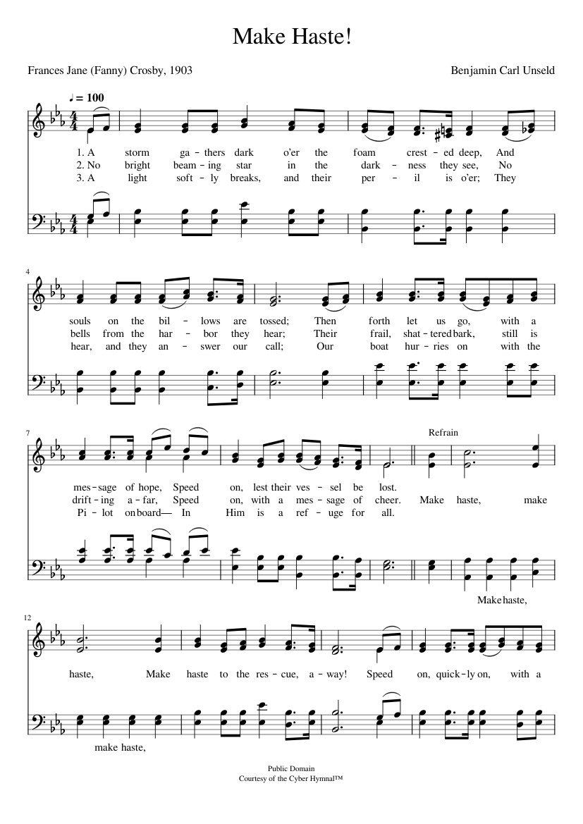 Make haste! - Benjamin C. Unseld Sheet music for Piano (Piano Duo ...