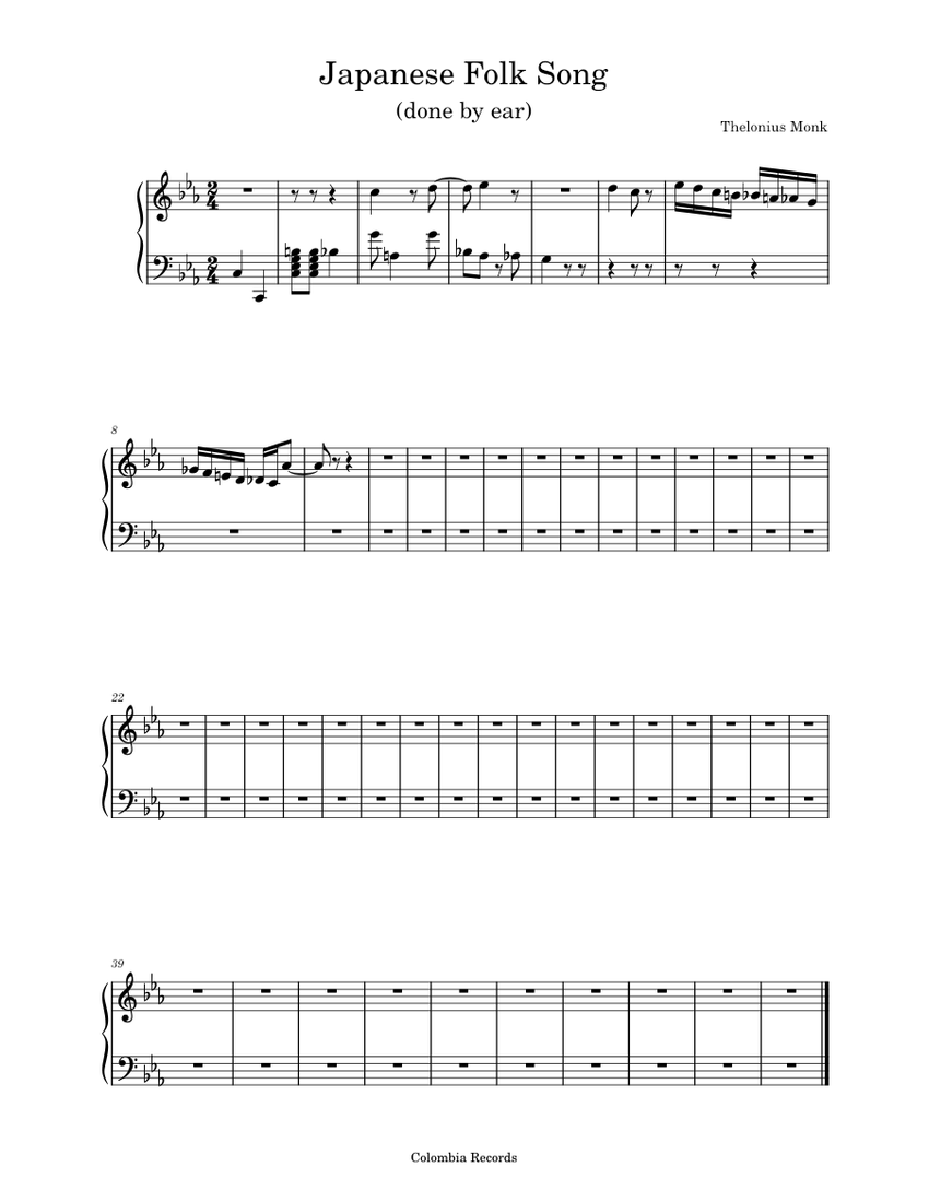 Japanese_Folk_Song Sheet music for Piano (Solo) Easy | Musescore.com