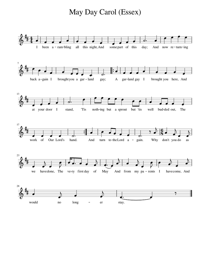 May Day Carol (Essex) Sheet music for Piano (Solo) Easy | Musescore.com