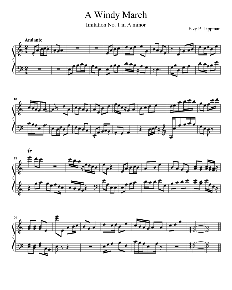 A Windy March Sheet music for Piano (Solo) | Musescore.com