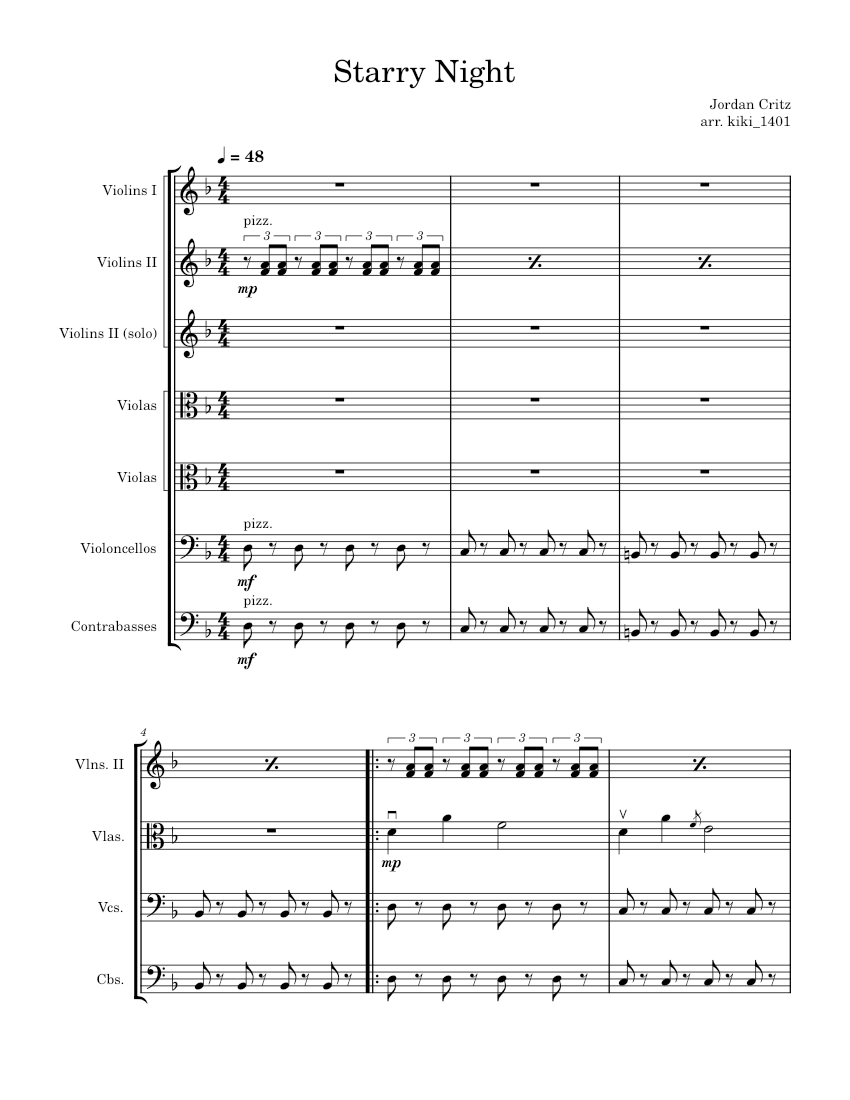 Starry Night – Jordan Critz Sheet music for Strings group (String ...