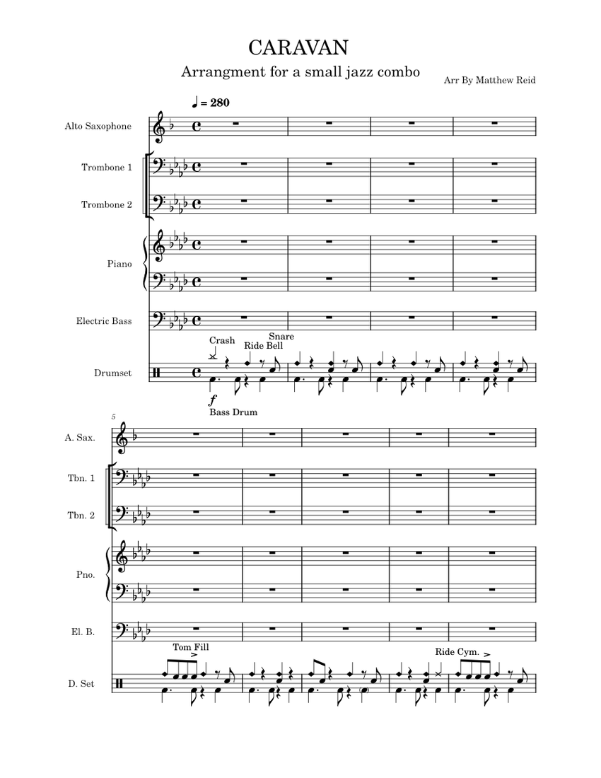 Caravan – Duke Ellington Sheet music for Piano, Trombone, Saxophone ...