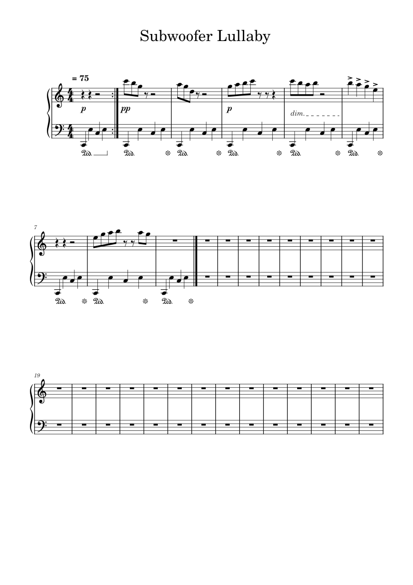 Subwoofer Lullaby – C418 Subwoofer Lullaby Sheet music for Piano (Solo ...