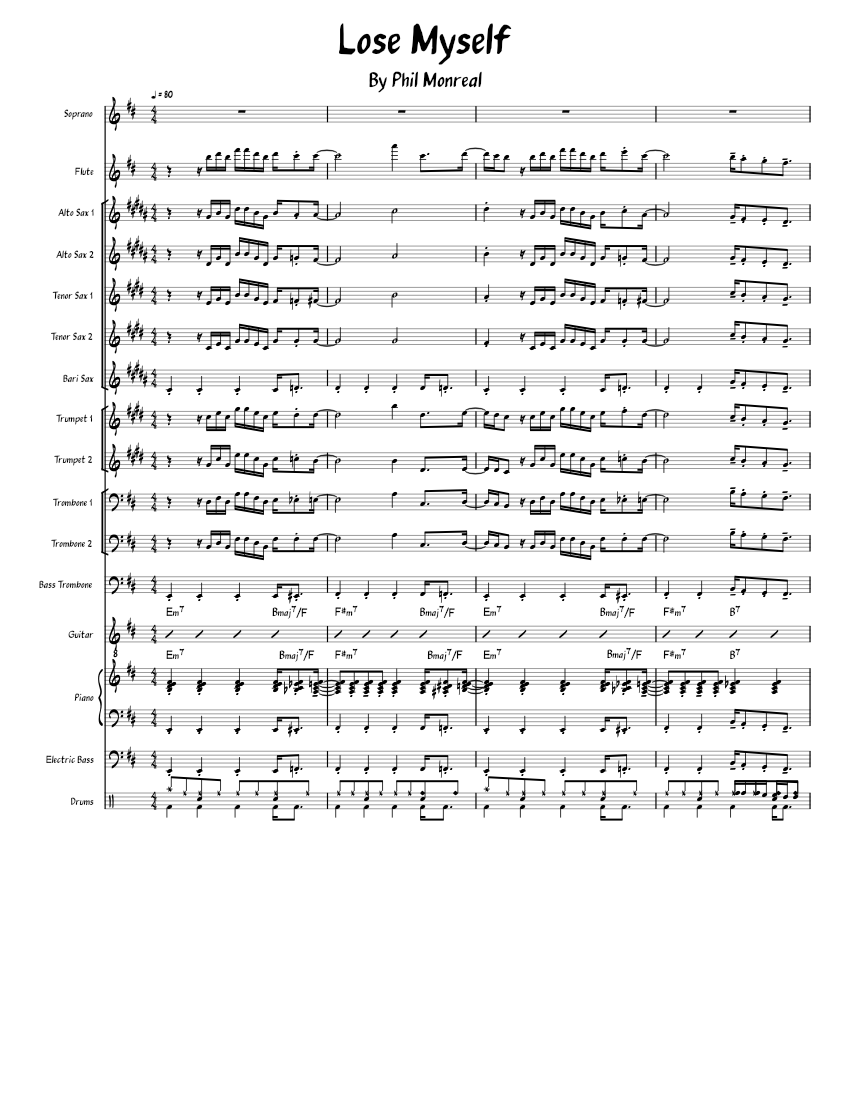 Lose Myself Sheet music for Piano, Trombone, Soprano, Trombone bass ...