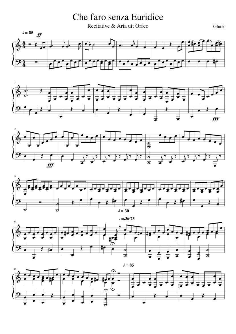 Che faro senza Euridice-acc Sheet music for Piano (Solo) | Musescore.com