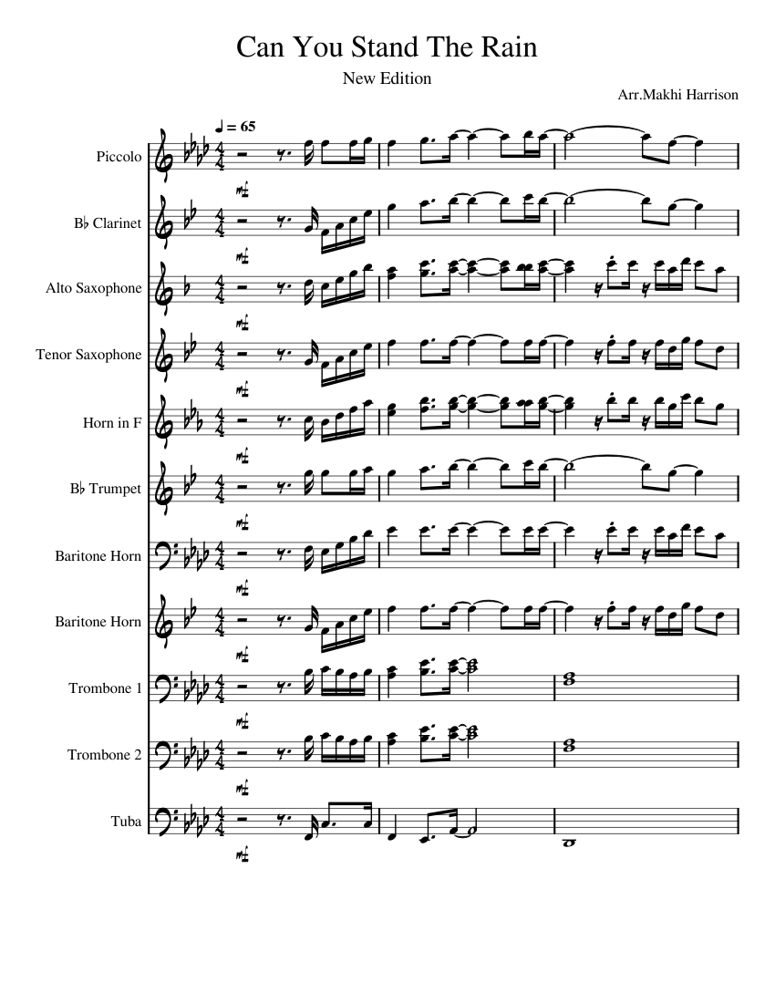 Can You Stand The Rain Sheet music for Trombone, Tuba, Flute piccolo ...