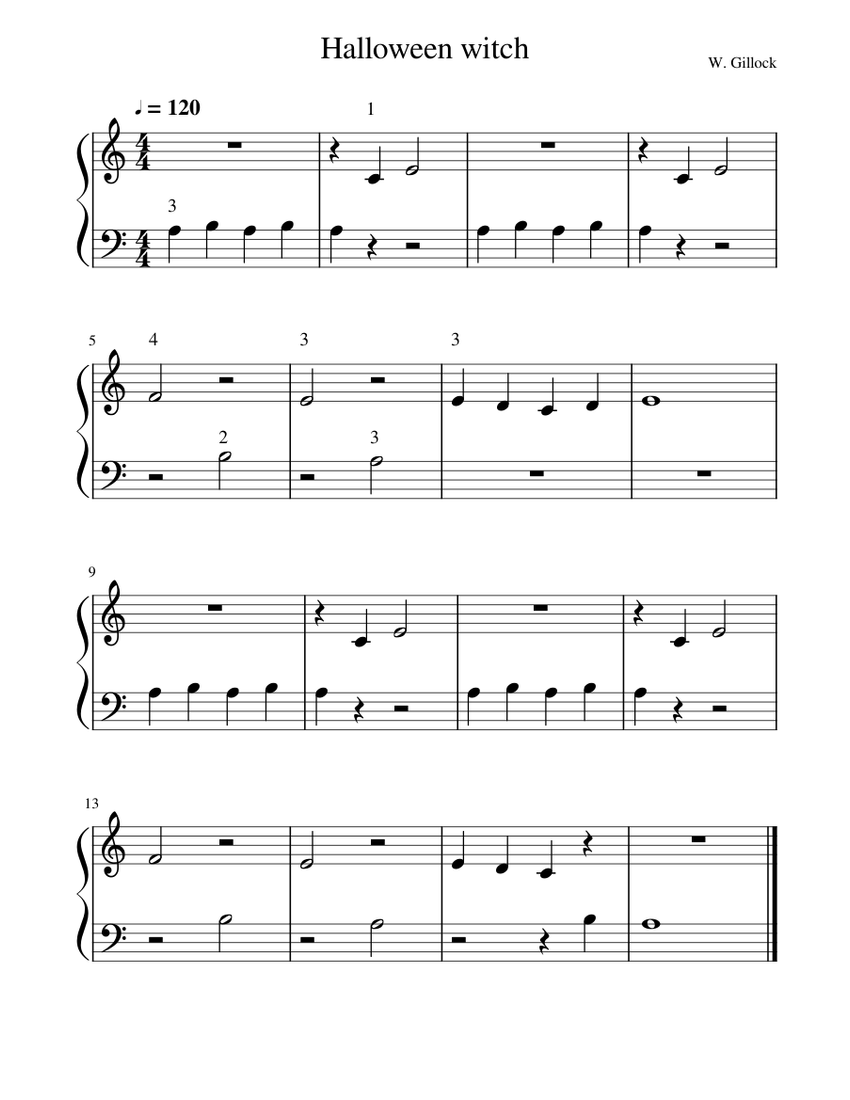 5 Halloween witch Sheet music for Piano (Solo) | Musescore.com