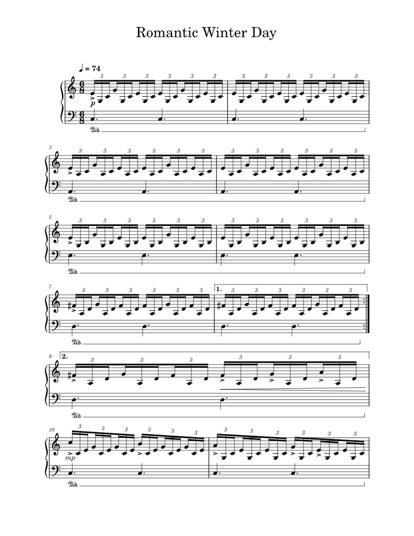 Romantic Winter Day – Jan Baars Sheet music for Piano (Solo) Easy ...