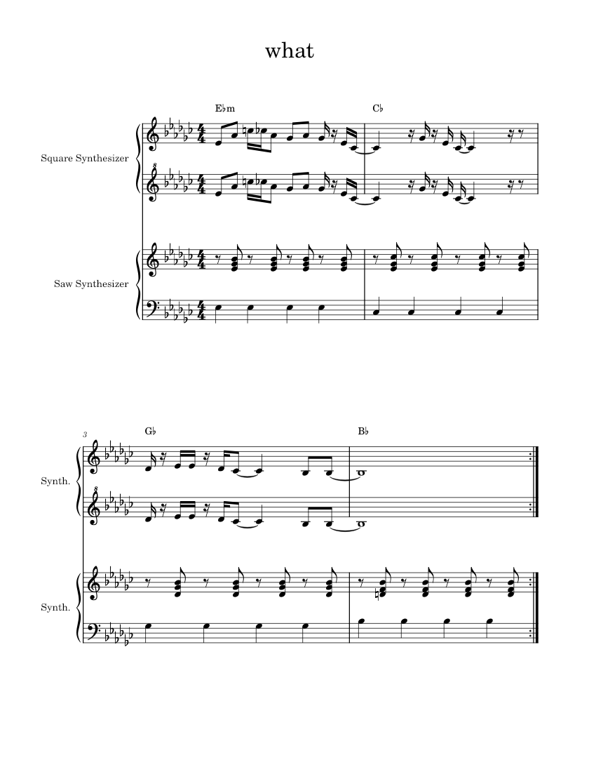 what2 Sheet music for Synthesizer (Mixed Duet) | Musescore.com