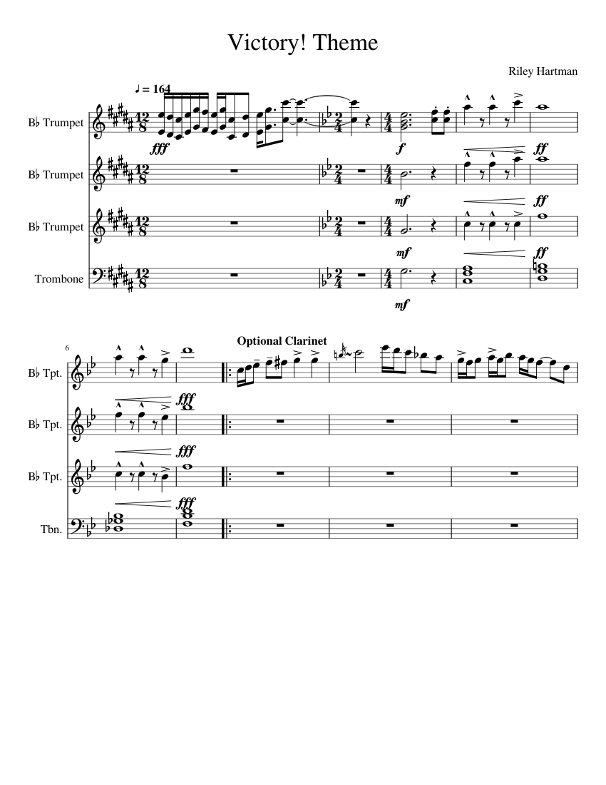 Victory Theme Sheet music for Trumpet (In B Flat), Trombone (Brass ...