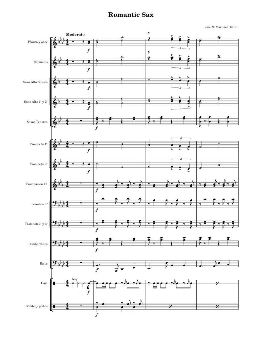 Romantic Sax--Charanga Sheet music for Trombone, Euphonium, Tuba, Flute ...