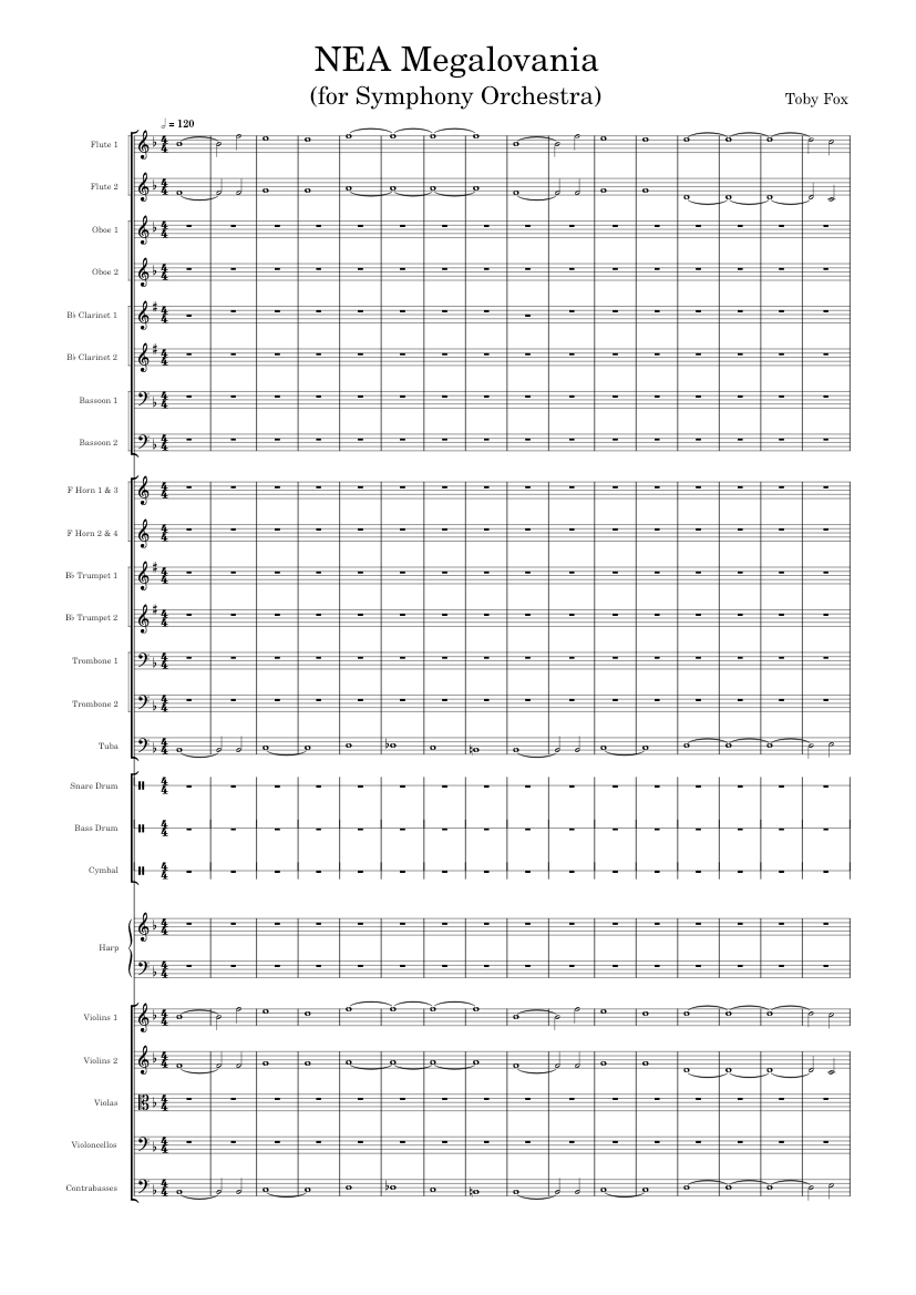 Megalovania – Toby Fox - Not Entirely Accurate Version (Symphony Orchestra) Sheet music for ...