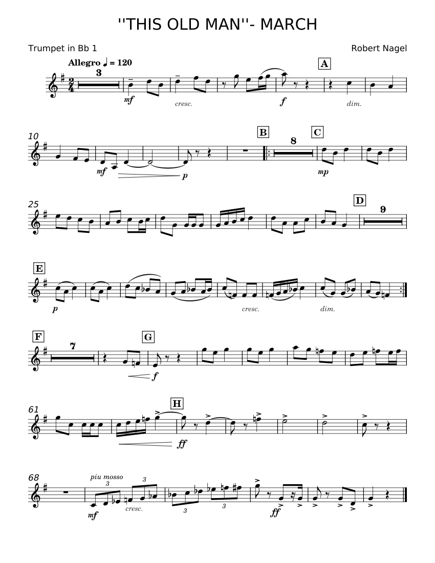 This old man - Misc tunes Sheet music for Trumpet in b-flat (Solo ...