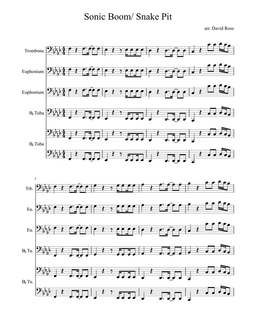 Sonic Boom/ Snake Pit Sheet music for Trombone (Solo) | Download and ...