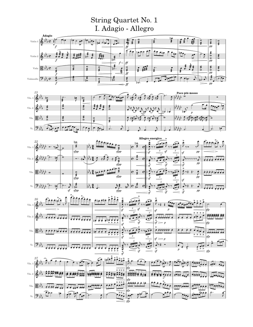 String Quartet No Sheet music for Violin, Viola, Cello (String Quartet ...