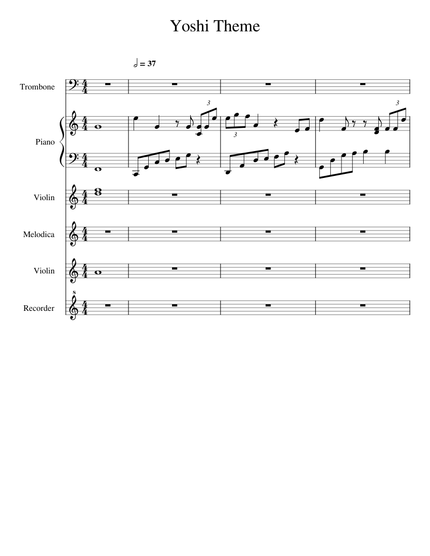 Yoshi Theme Sheet music for Piano, Trombone, Violin, Recorder & more ...