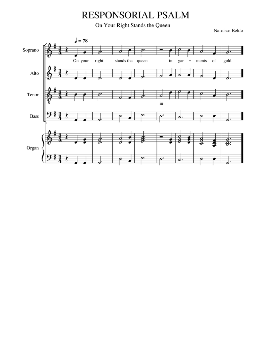 RESPONSORIAL_PSALM FOR ASSUMPTION Sheet music for Soprano, Alto, Tenor ...