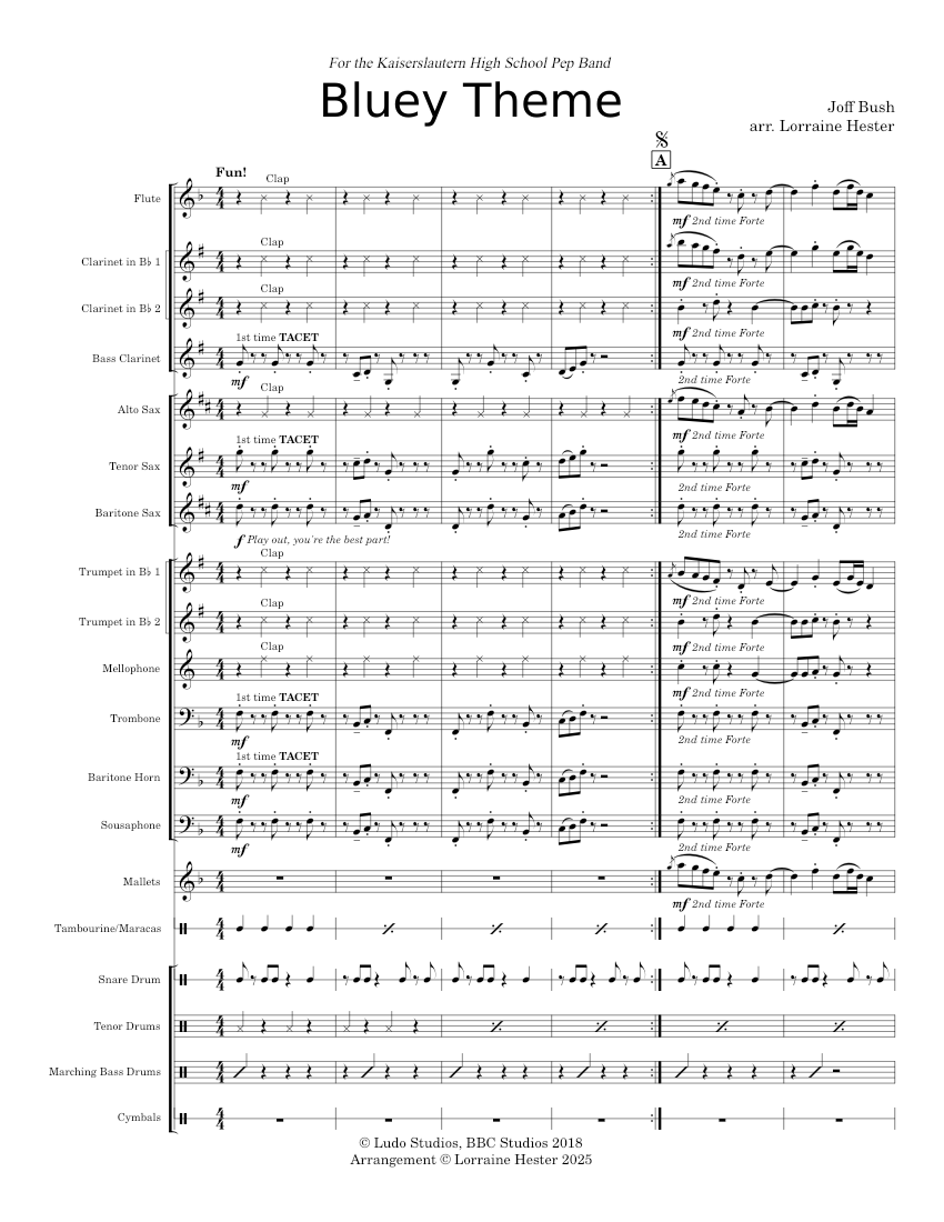 "Bluey" Theme Song (From Ludo Studios' "Bluey") – Joff Bush - arranged ...