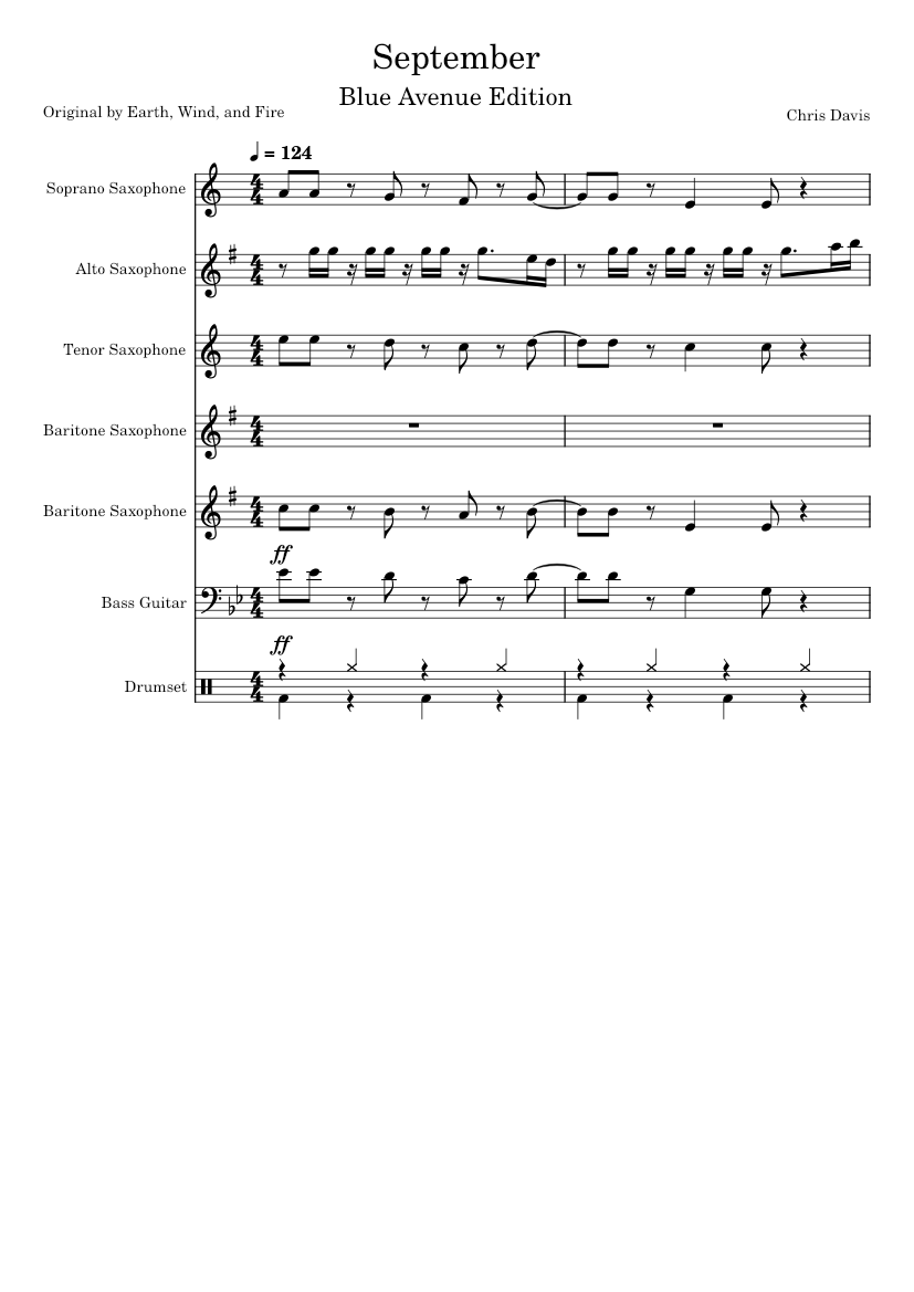 September – Earth, Wind & Fire September Sheet music for Saxophone alto, Saxophone tenor ...