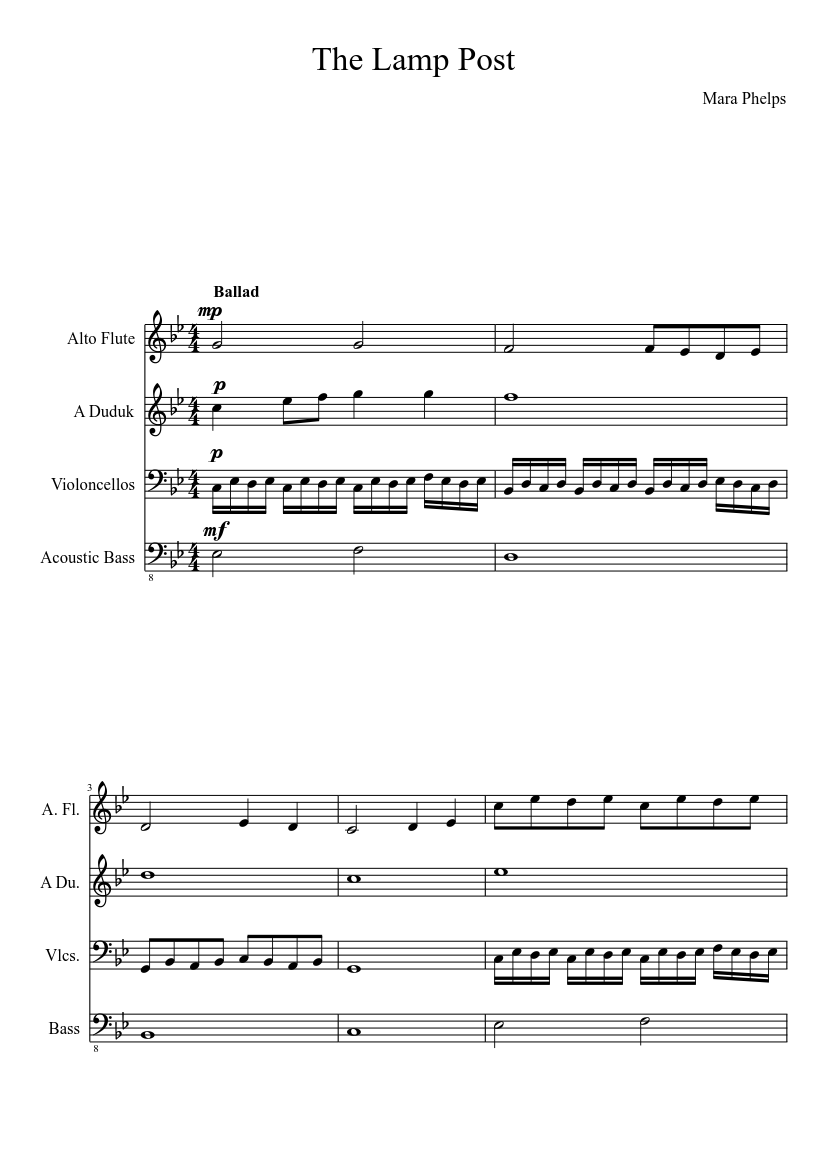The Lamp Post Sheet music for Bass guitar, Strings group, Flute alto ...