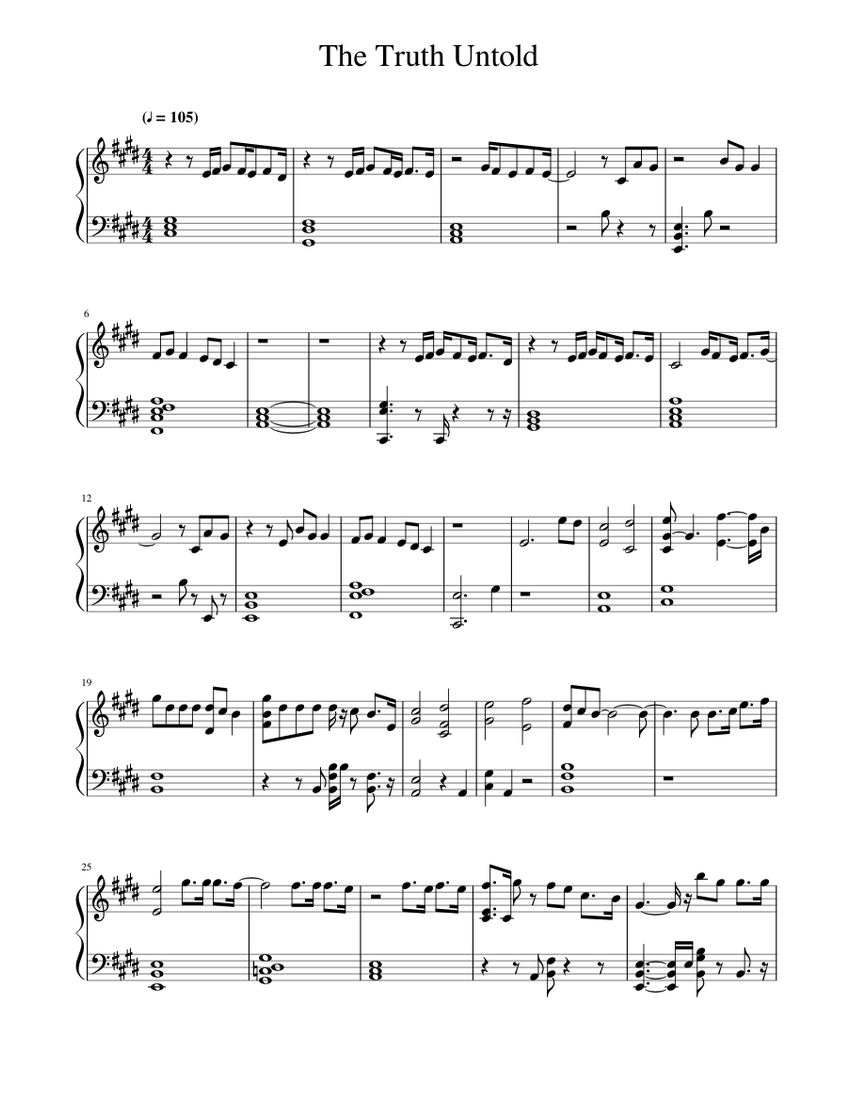 The Truth Untold Sheet music for Piano (Solo) | Musescore.com