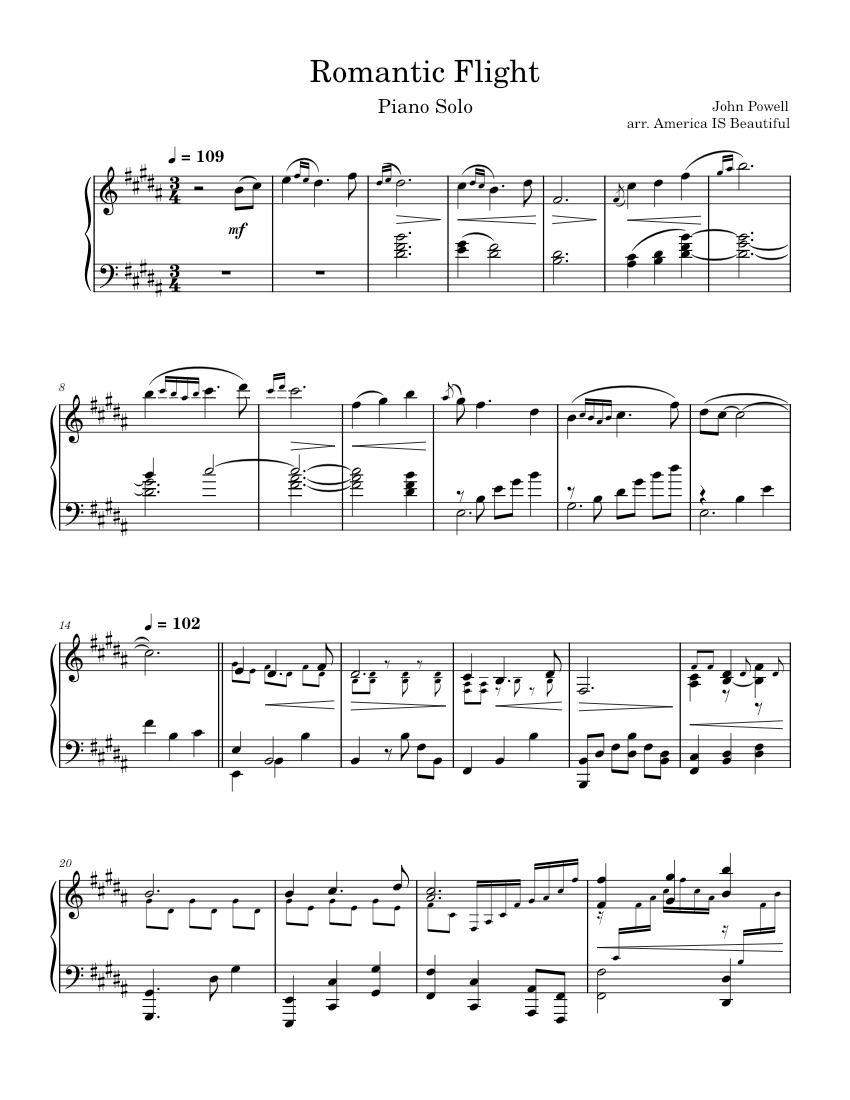 Romantic Flight Sheet music for Piano (Solo) | Musescore.com