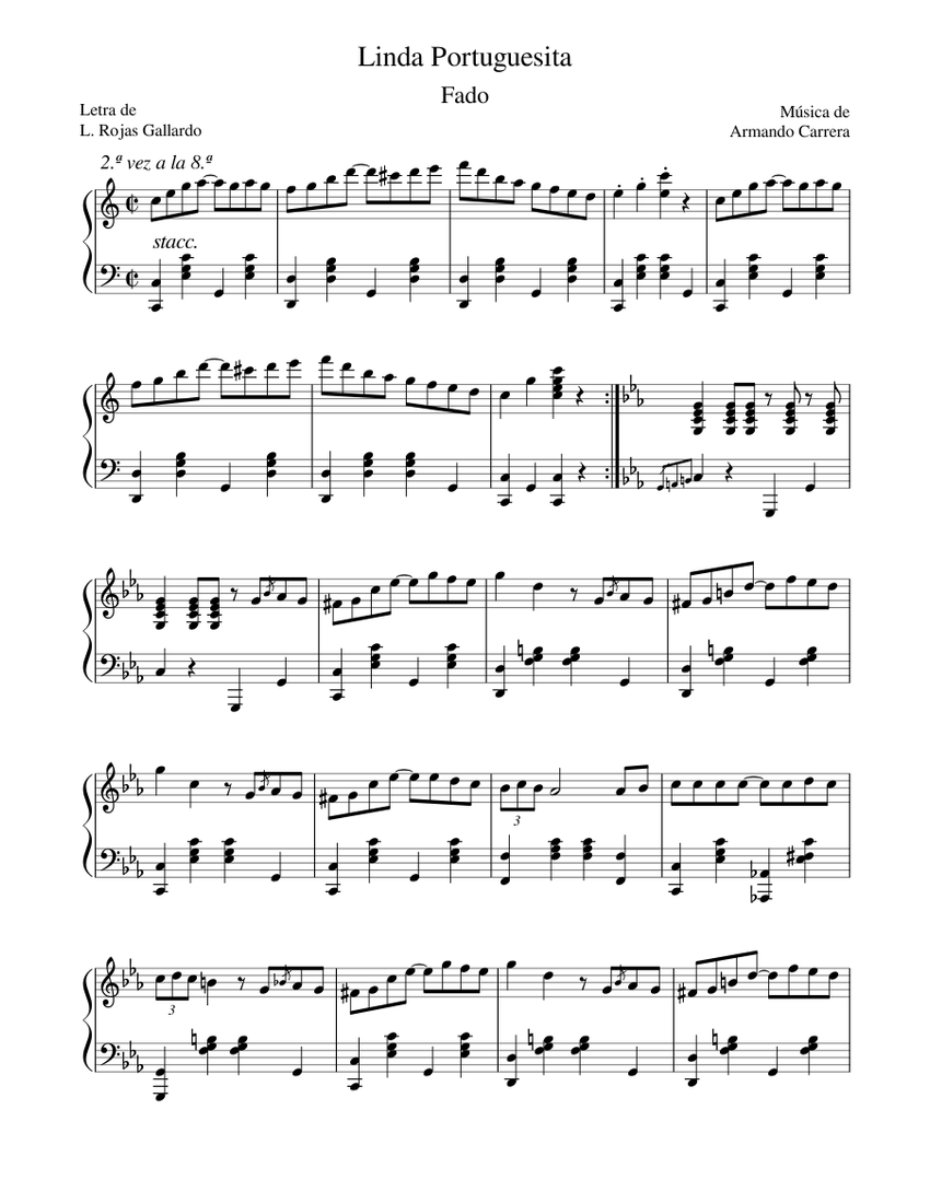 Linda Portuguesita Sheet music for Piano (Solo) | Musescore.com