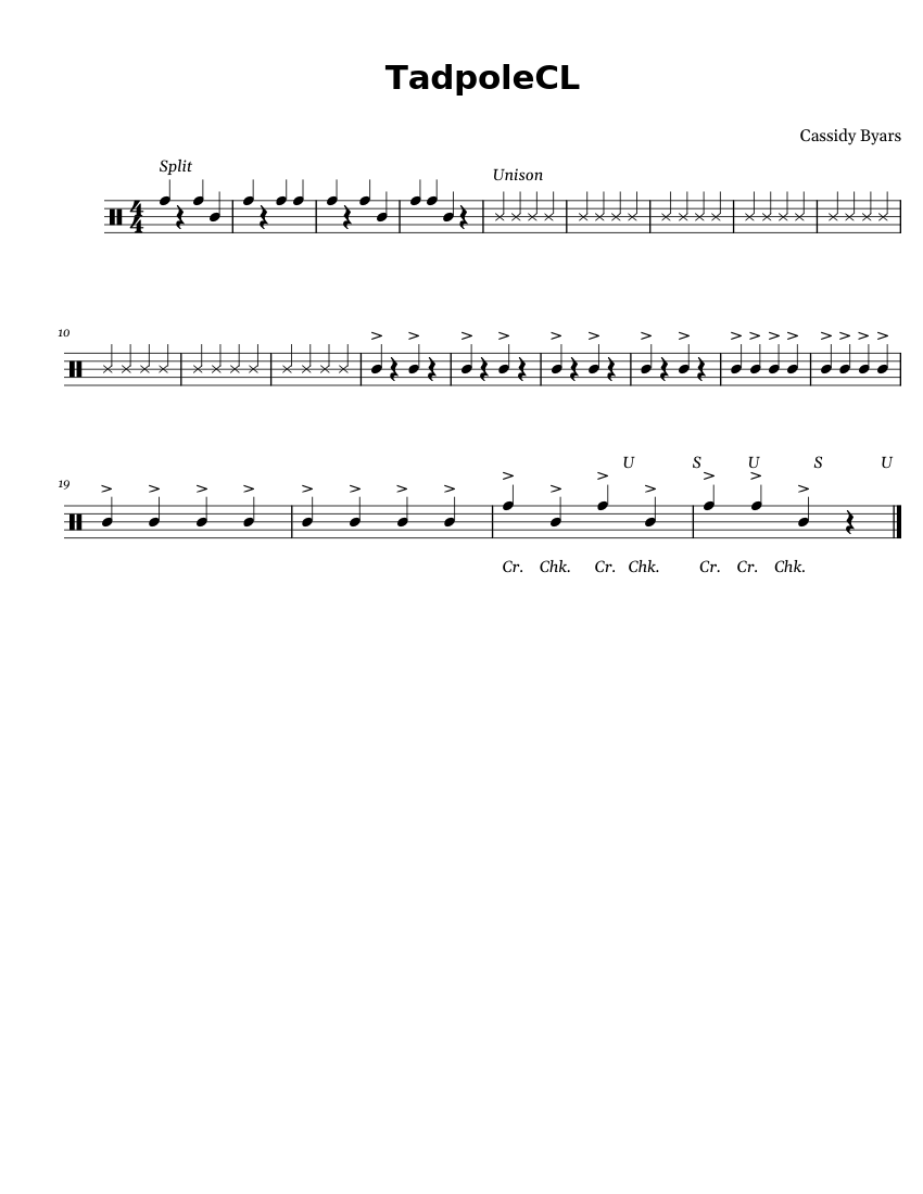 Tadpole – Cassidy Byars TadpoleCL Sheet music for Crash (Solo ...