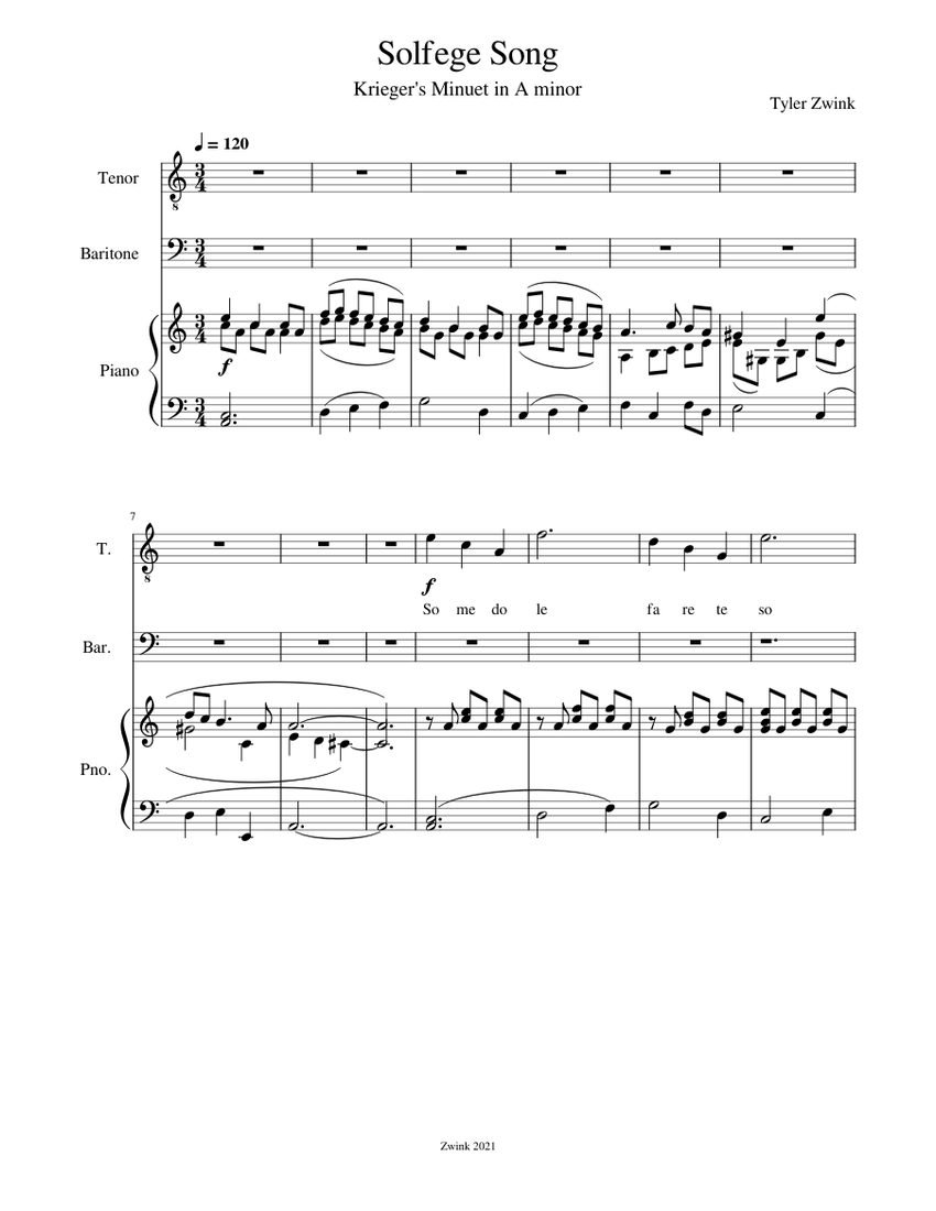 Solfege Song- Tyler Zwink Sheet music for Piano, Tenor, Baritone (Mixed ...