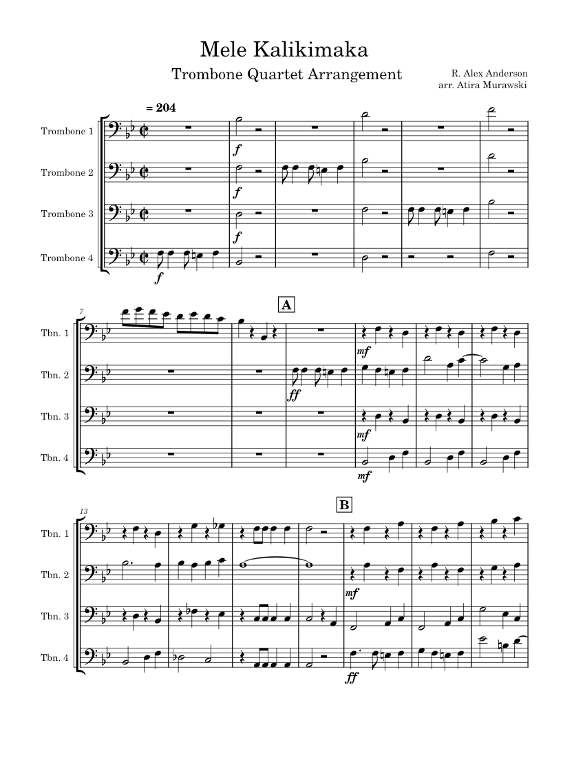 Mele Kalikimaka – R. Alex Anderson Mele Kalikimaka Quartet Arrangement ...
