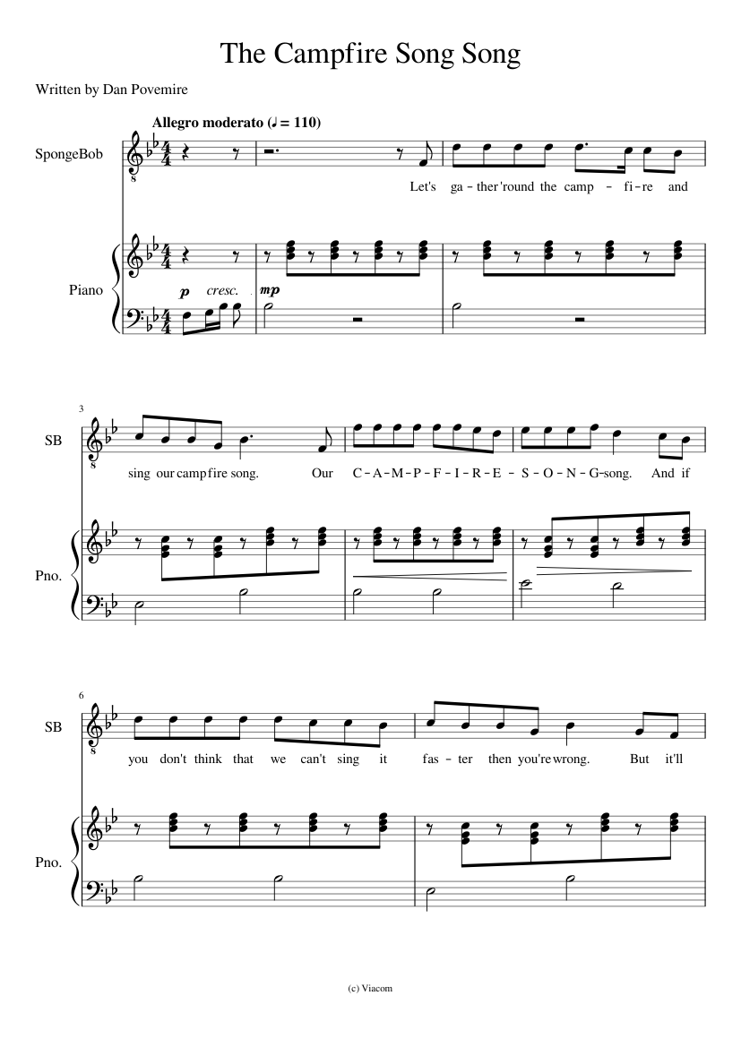 The Campfire Song Song Sheet Music for Piano (Choral) | MuseScore.com