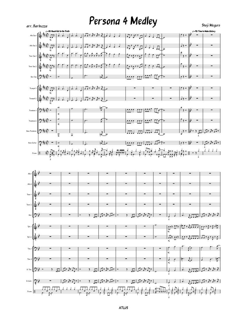 Persona 4 Medley Sheet music for Trombone, Trombone bass, Saxophone ...