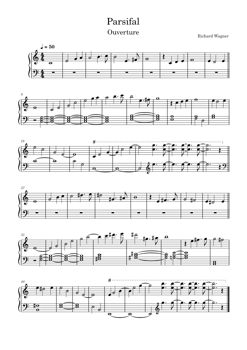 Parsifal - ouverture – Richard Wagner Sheet music for Piano (Solo) Easy ...