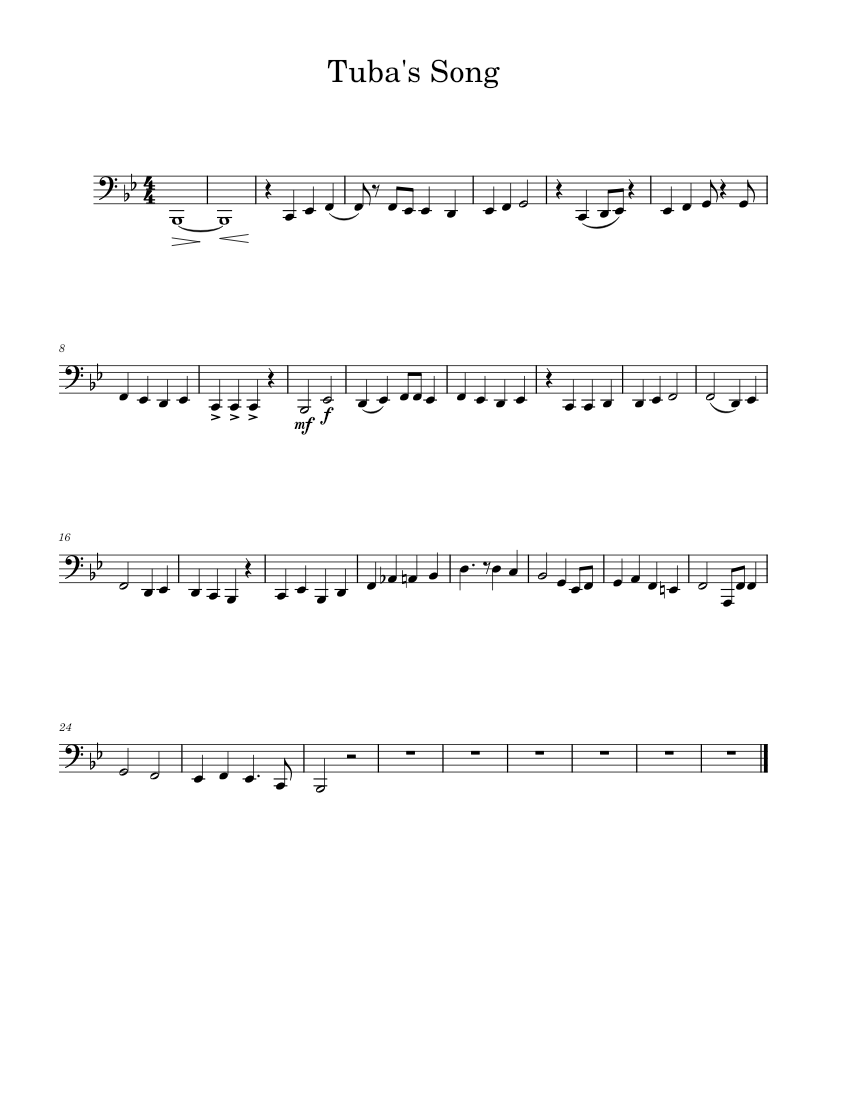 Tuba's Song Sheet music for Tuba (Solo) | Musescore.com