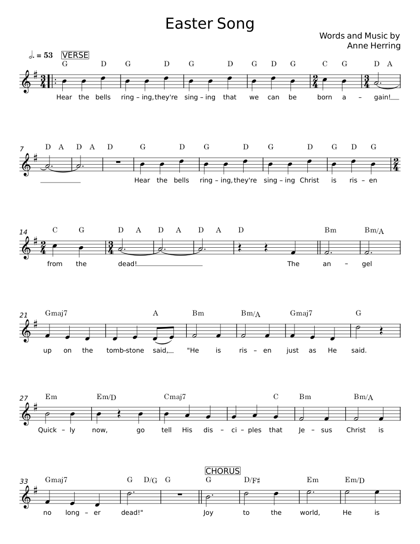 EASTER SONG - Anne Herring Sheet Music for Synthesizer (Solo ...