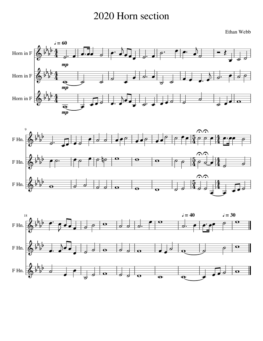 Horn Trio Sheet music for French horn (Mixed Trio) | Musescore.com