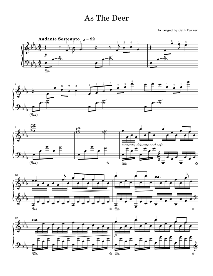 As the deer – Martin J Nystrom Sheet Music for Piano (Solo) | MuseScore.com