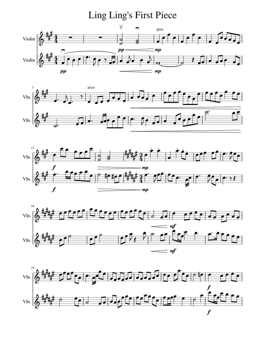 Ling Ling's First Piece Sheet music for Violin (String Duet ...