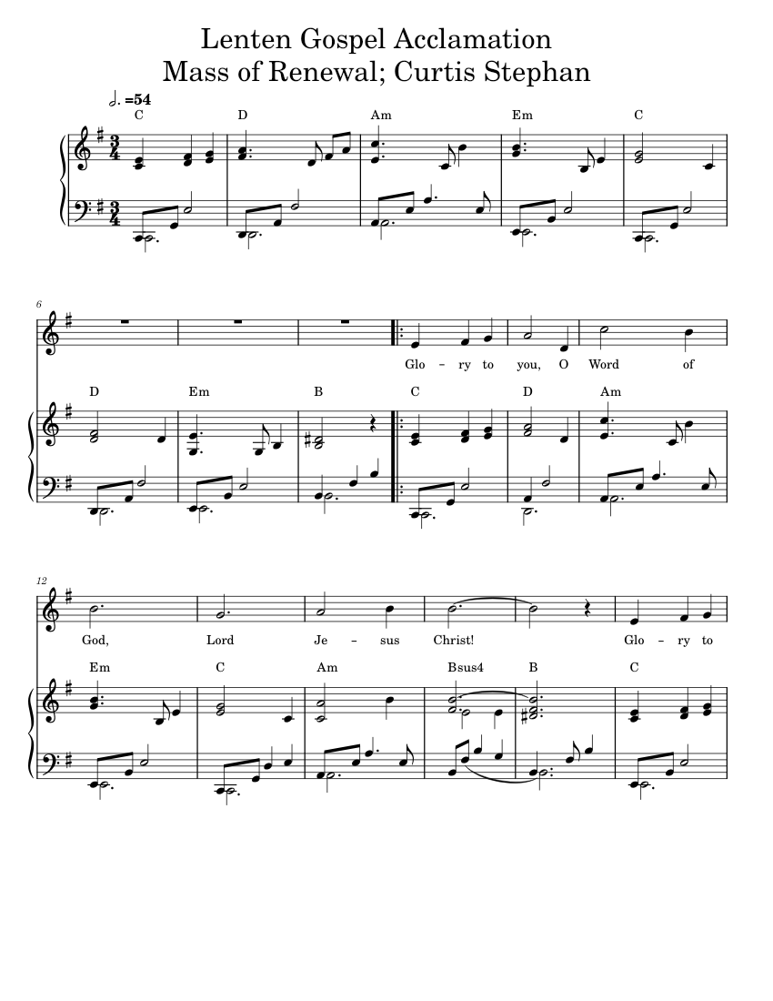 Mass of Renewal Curtis Stephan Lenten Gospel Acc Sheet music for Piano ...